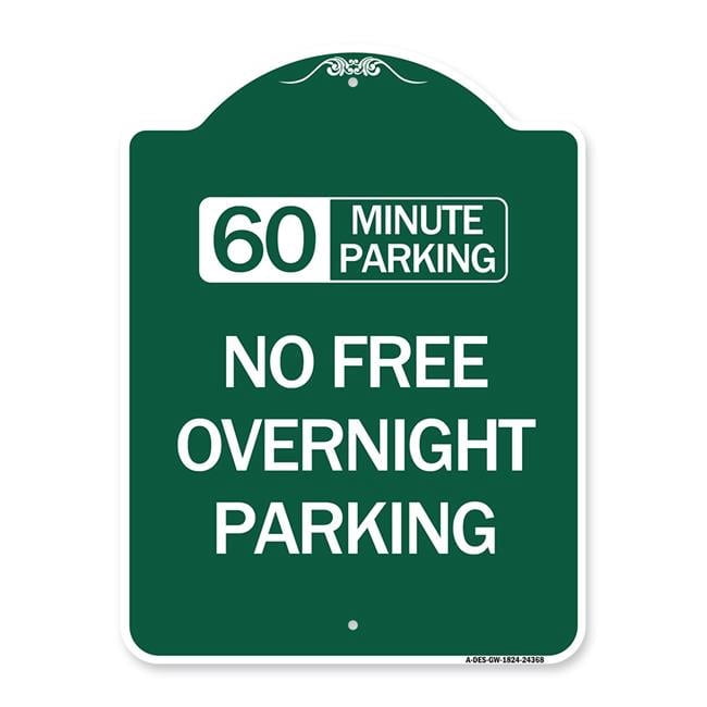 18 x 24 in. Designer Series Sign - 60 Minute Parking - No Free ...