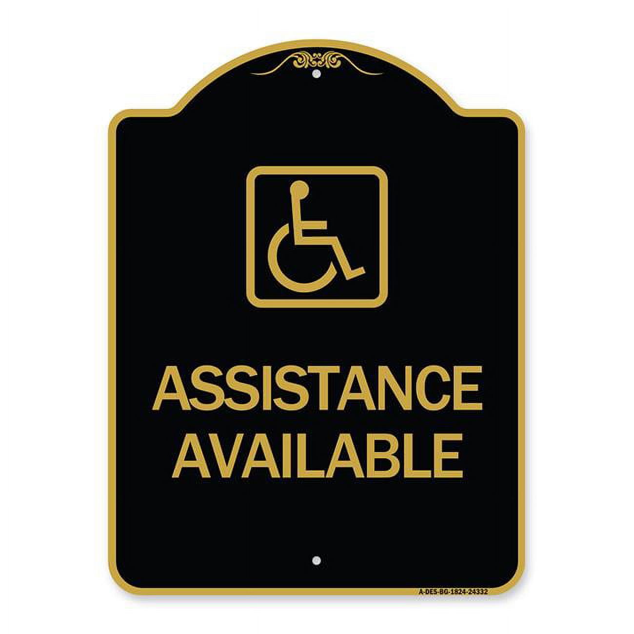 18 x 24 in. Designer Series Sign - Assistance Available with Handicap ...