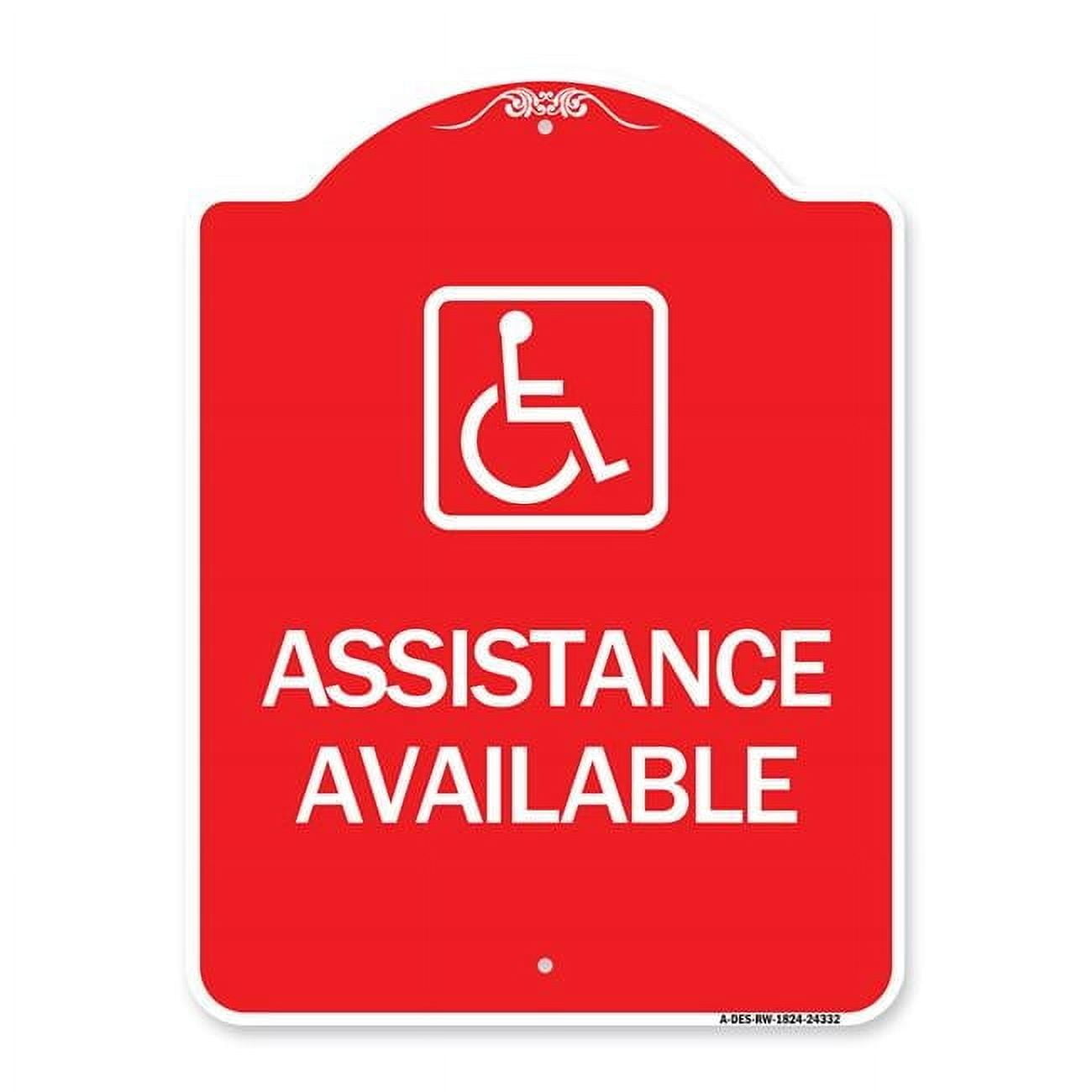 18 x 24 in. Designer Series Sign - Assistance Available with Handicap ...