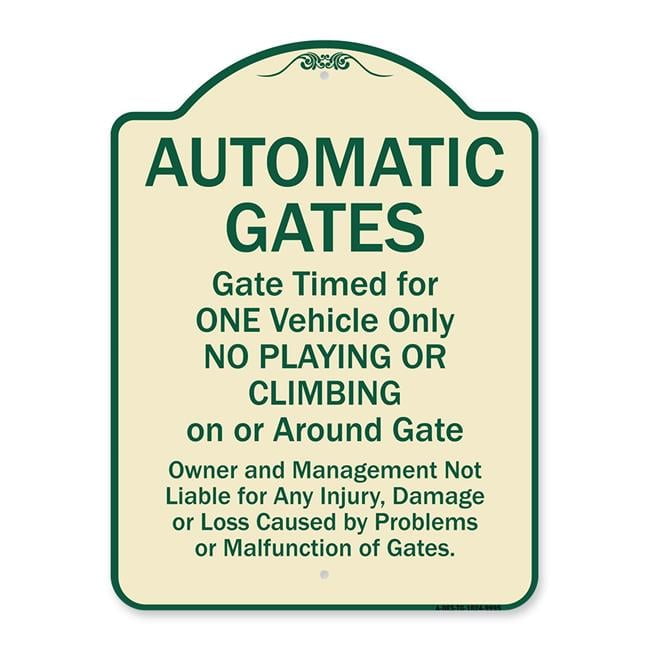 18 x 24 in. Designer Series Sign - Automatic Gates Gate Timed for One ...