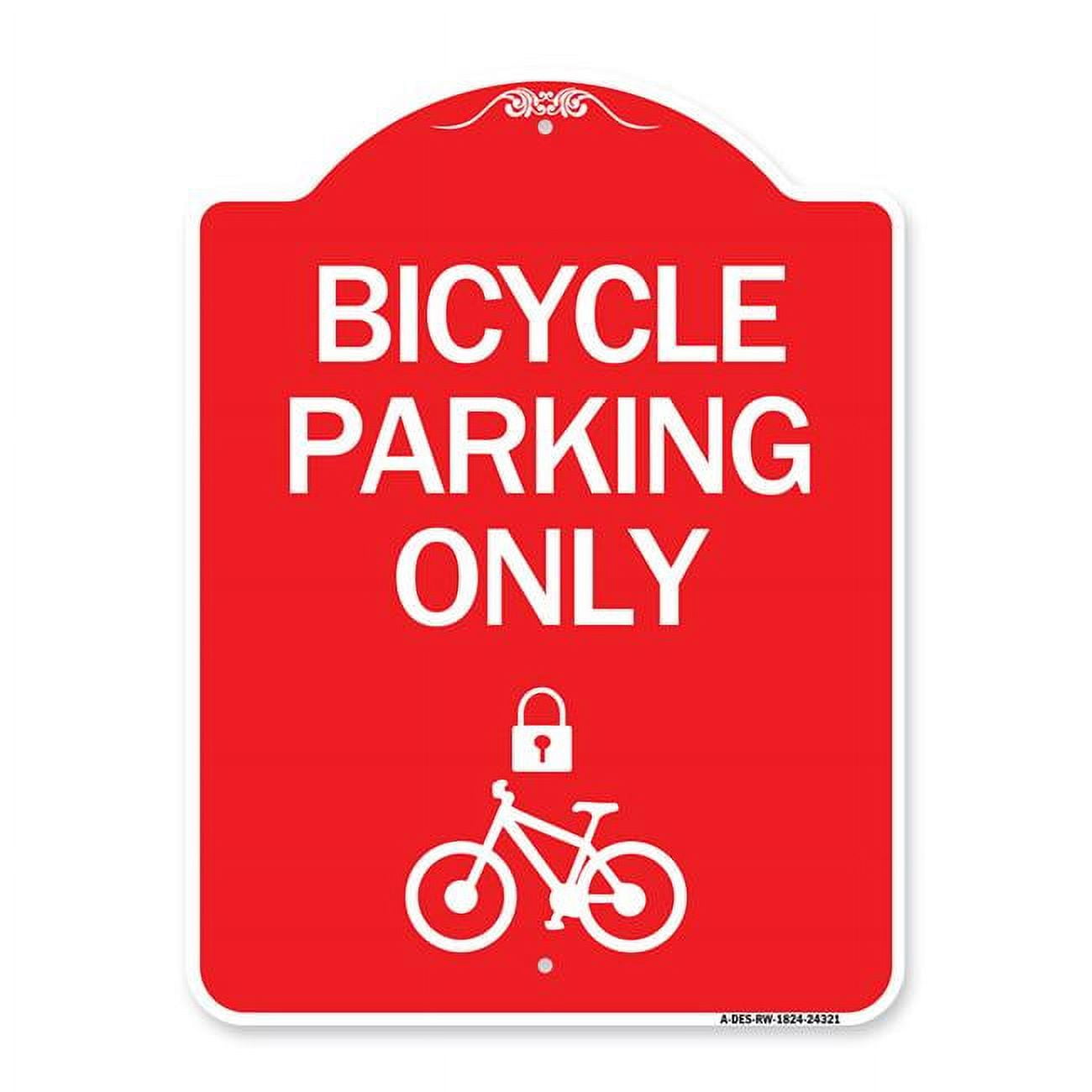 18 x 24 in. Designer Series Sign - Bicycle Parking Only with Cycle ...