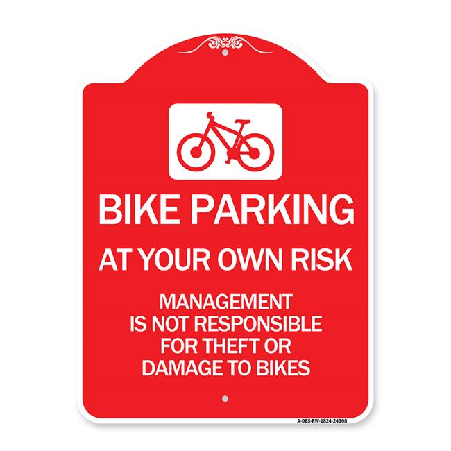 18 x 24 in. Designer Series Sign - Bike Parking At Your Own Risk ...