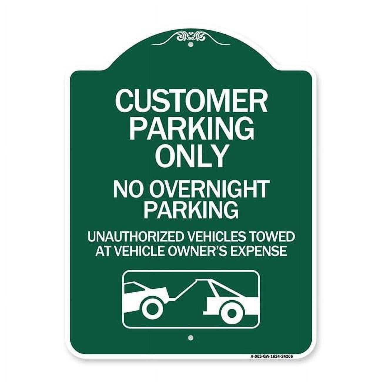 18 x 24 in. Designer Series Sign - Customer Parking Only No Overnight ...