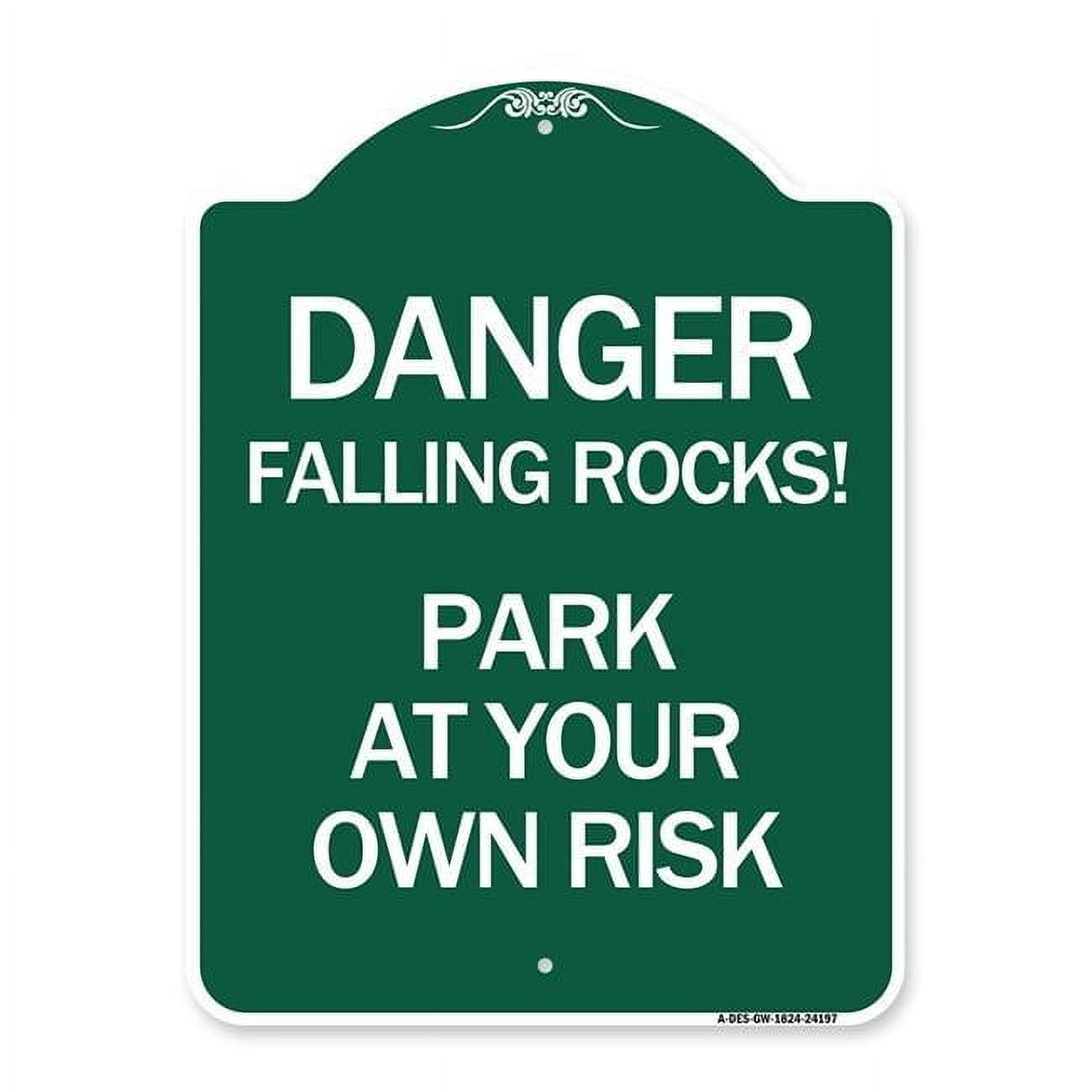 18 x 24 in. Designer Series Sign - Danger Falling Rocks - Park At Your ...