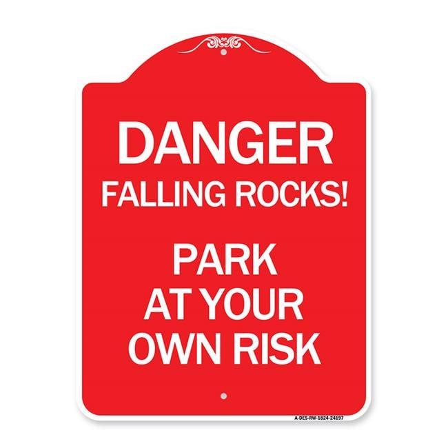 18 x 24 in. Designer Series Sign - Danger Falling Rocks - Park At Your ...