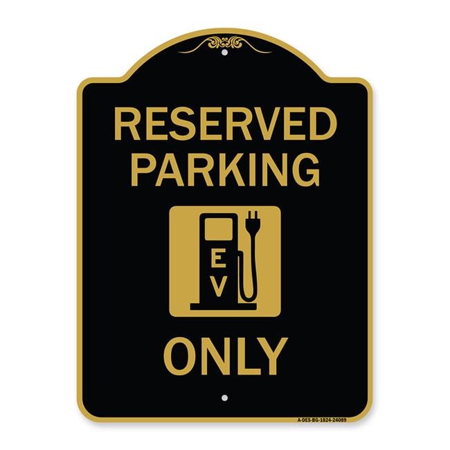 18 x 24 in. Designer Series Sign - EV Only with Electric Vehicle ...