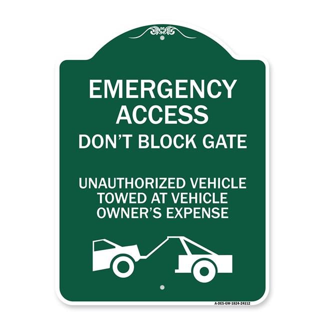 18 x 24 in. Designer Series Sign - Emergency Access Dont Block Gate ...