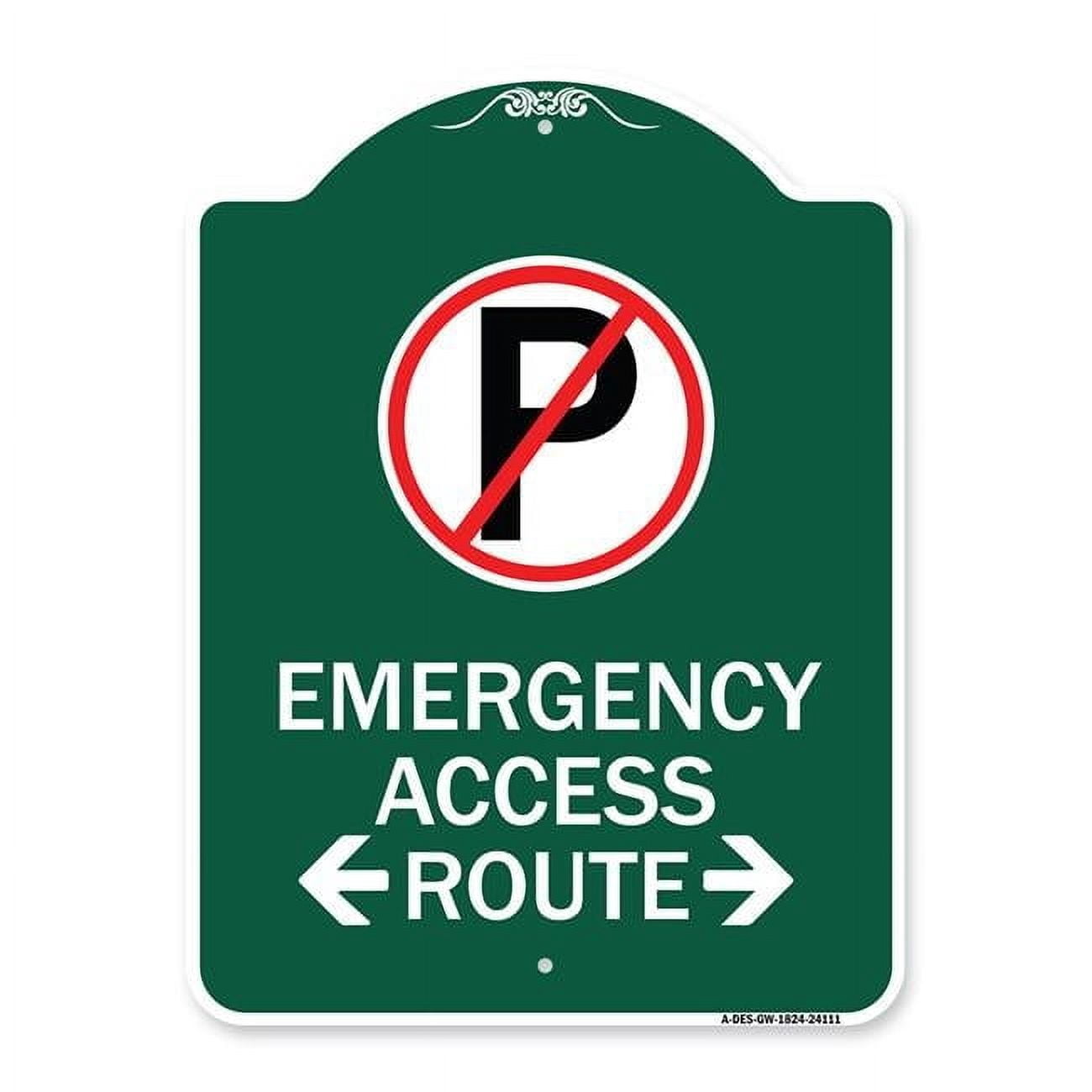 18 x 24 in. Designer Series Sign - Emergency Access Route with ...