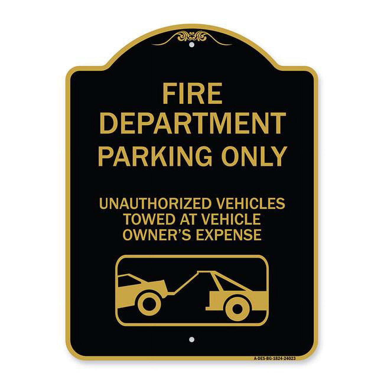 18 x 24 in. Designer Series Sign - Fire Department Parking Only ...