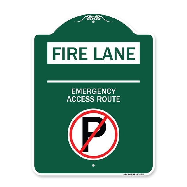 18 x 24 in. Designer Series Sign - Fire Lane Emergency Access Route ...