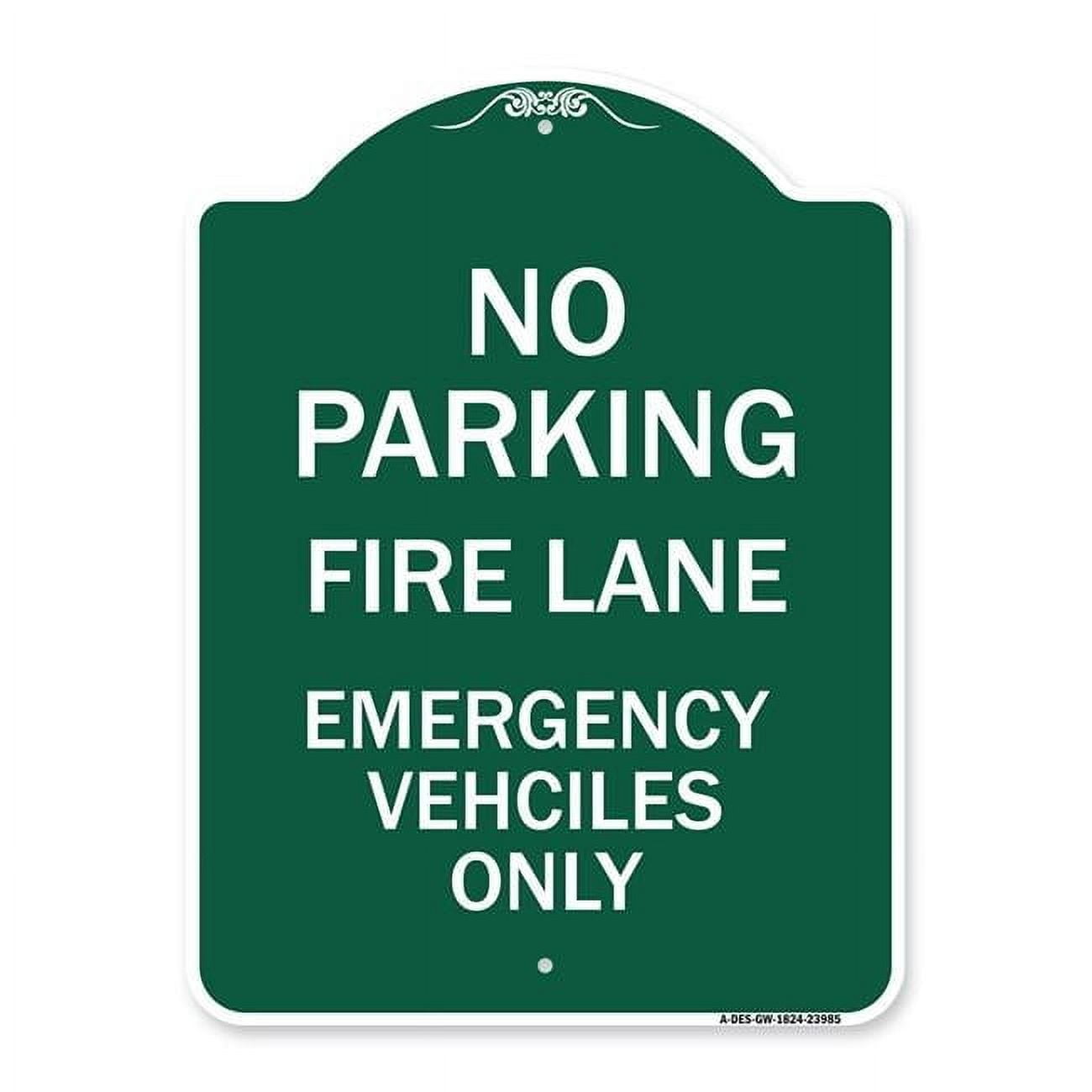 18 x 24 in. Designer Series Sign - Fire Lane Emergency Vehicles Only ...