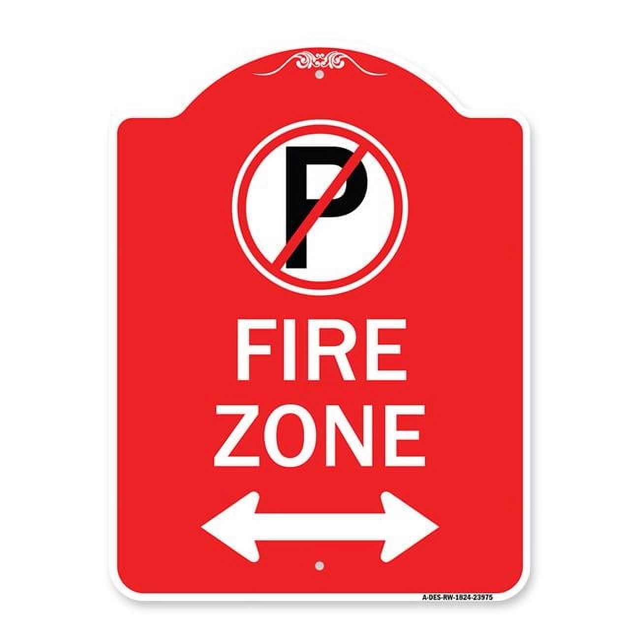 18 x 24 in. Designer Series Sign - Fire Zone with No Parking Symbol ...