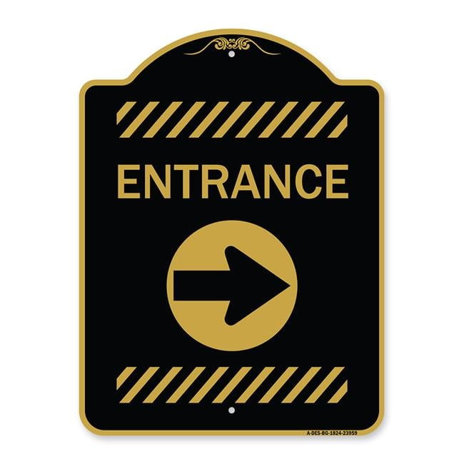 18 x 24 in. Designer Series Sign - Flex Post Entrance with Right Arrow ...