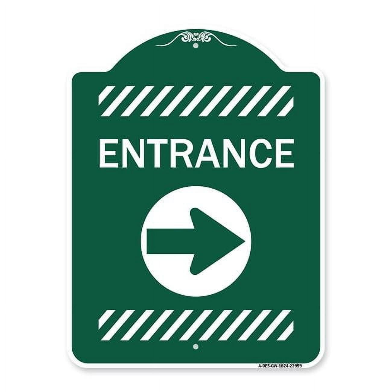 18 x 24 in. Designer Series Sign - Flex Post Entrance with Right Arrow ...