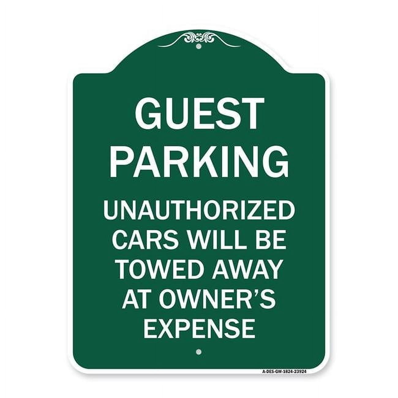 18 x 24 in. Designer Series Sign - Guest Parking Unauthorized Cars Will ...