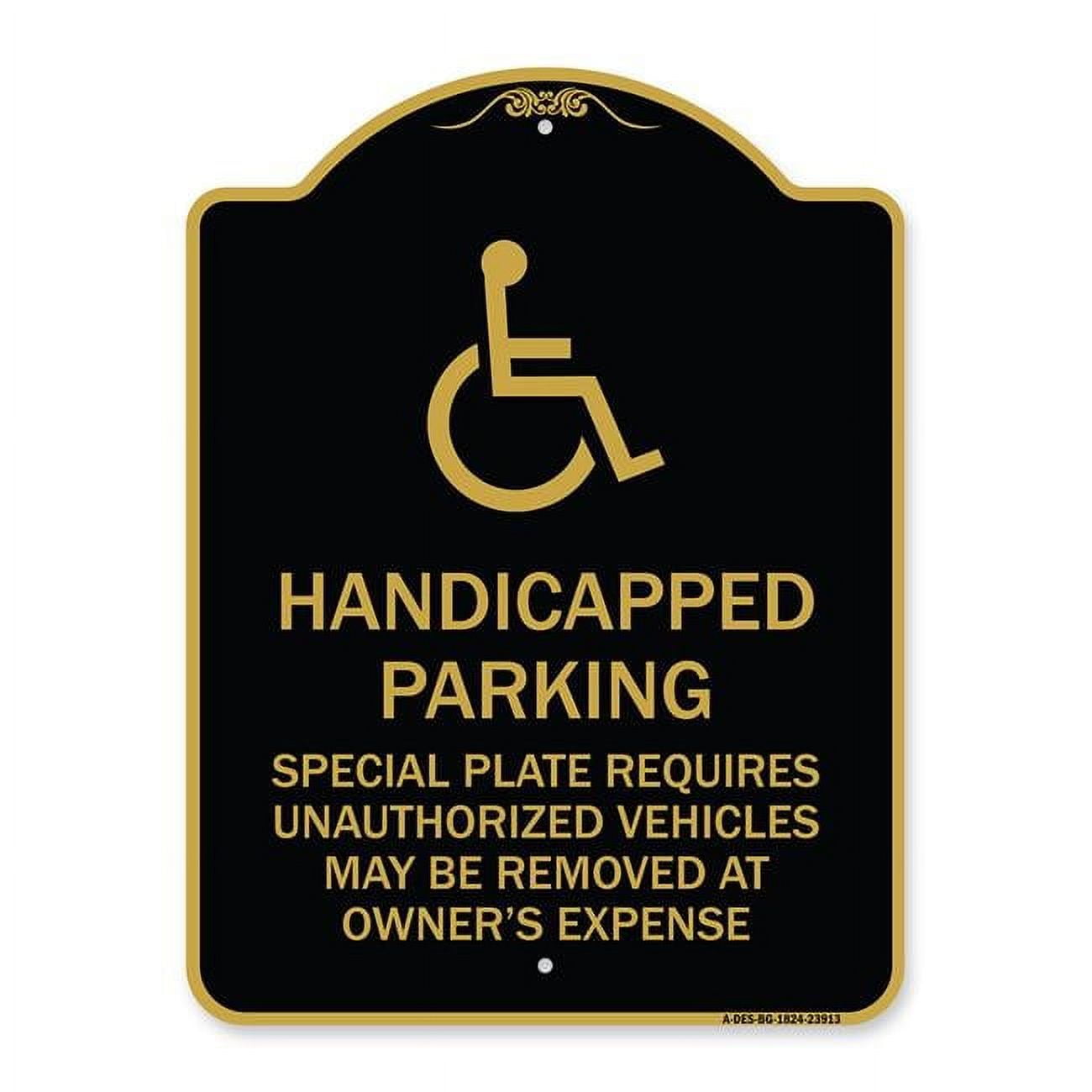 18 x 24 in. Designer Series Sign - Handicapped Parking - Special Plate ...