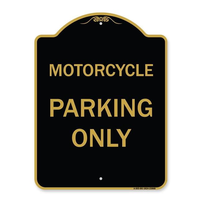 18 x 24 in. Designer Series Sign - Motorcycle Parking Only, Black ...
