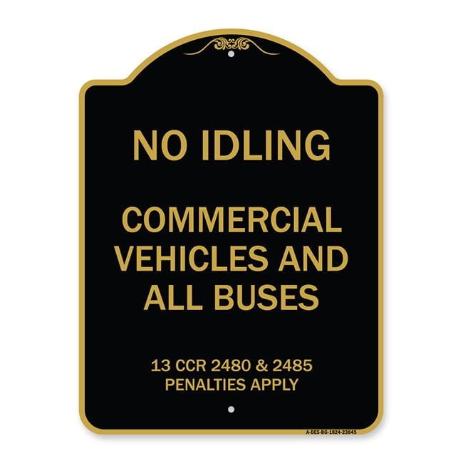 18 x 24 in. Designer Series Sign - No Idling Commercial Vehicles & All ...