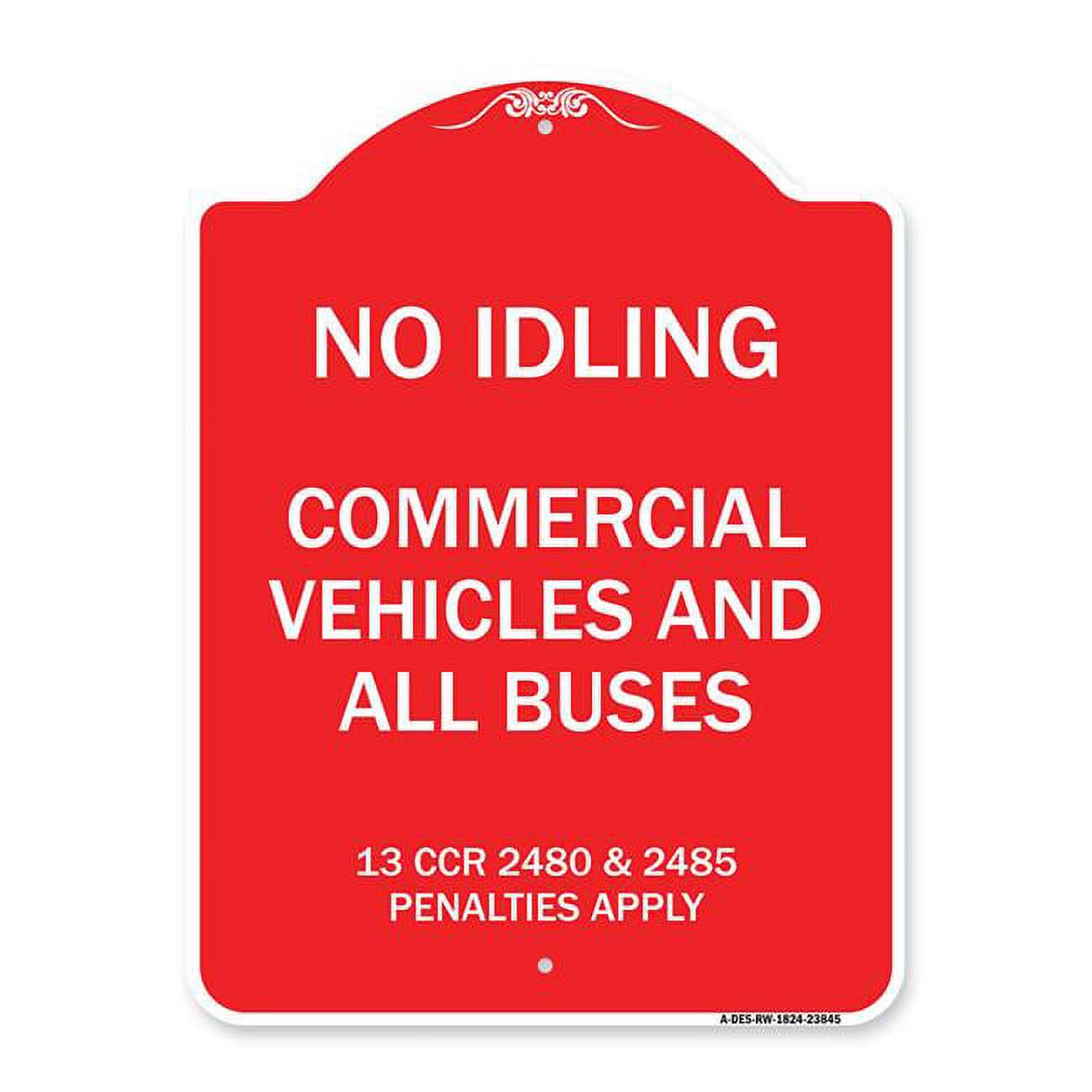 18 x 24 in. Designer Series Sign - No Idling Commercial Vehicles & All ...