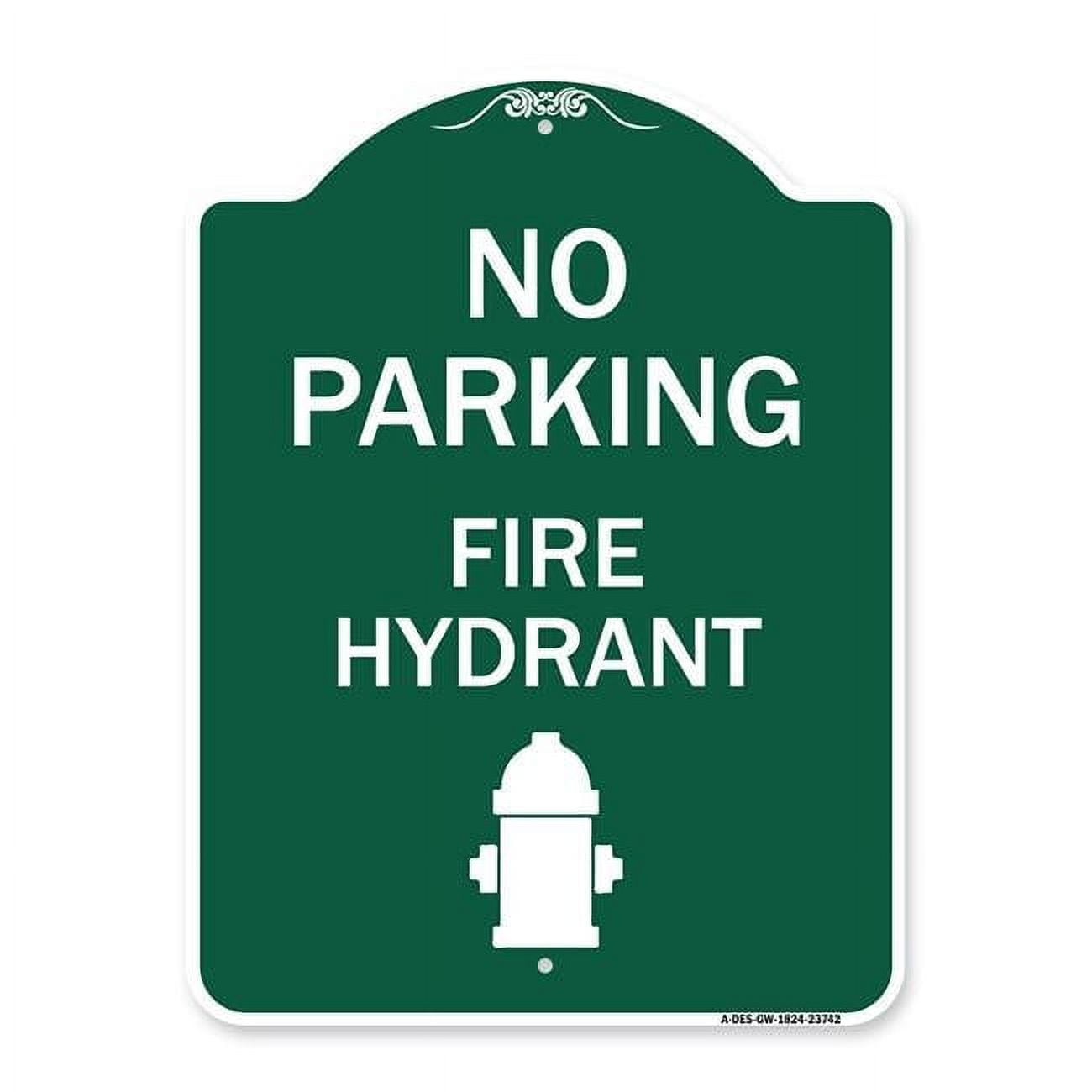 18 x 24 in. Designer Series Sign - No Parking Fire Hydrant with Graphic ...