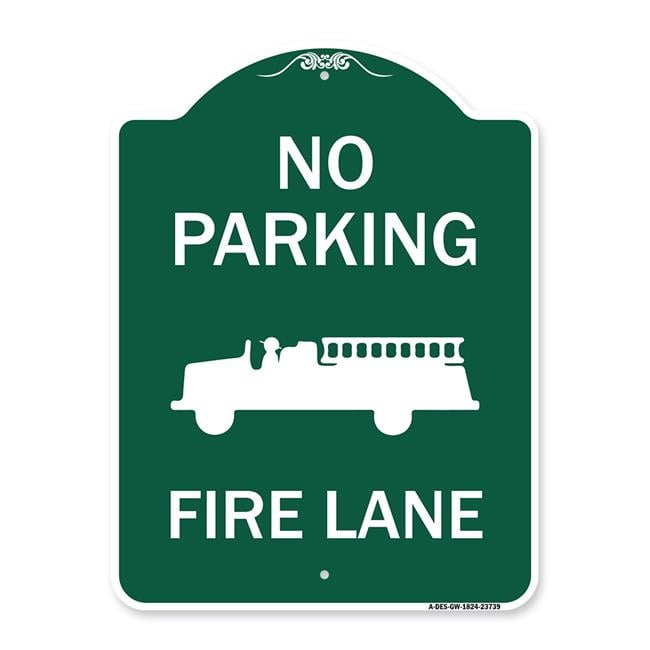 18 x 24 in. Designer Series Sign - No Parking Fire Lane with Fire Truck ...