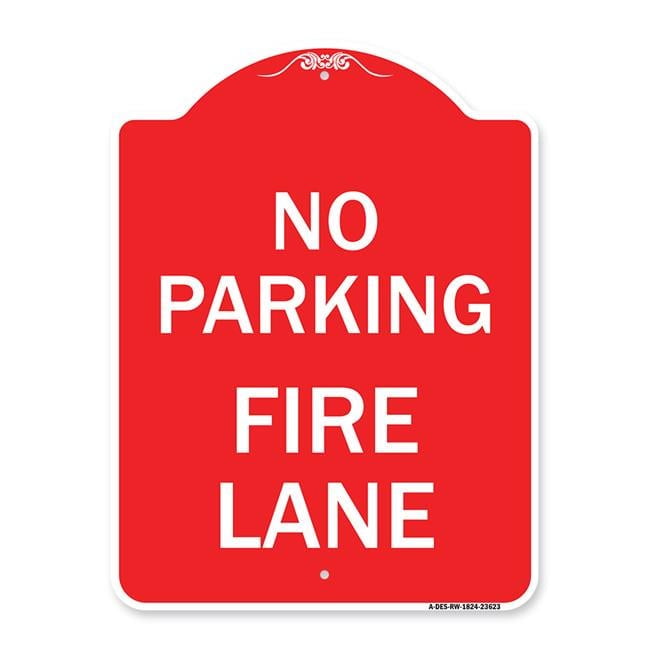 18 x 24 in. Designer Series Sign - No Parking Fire Lane with Striped ...