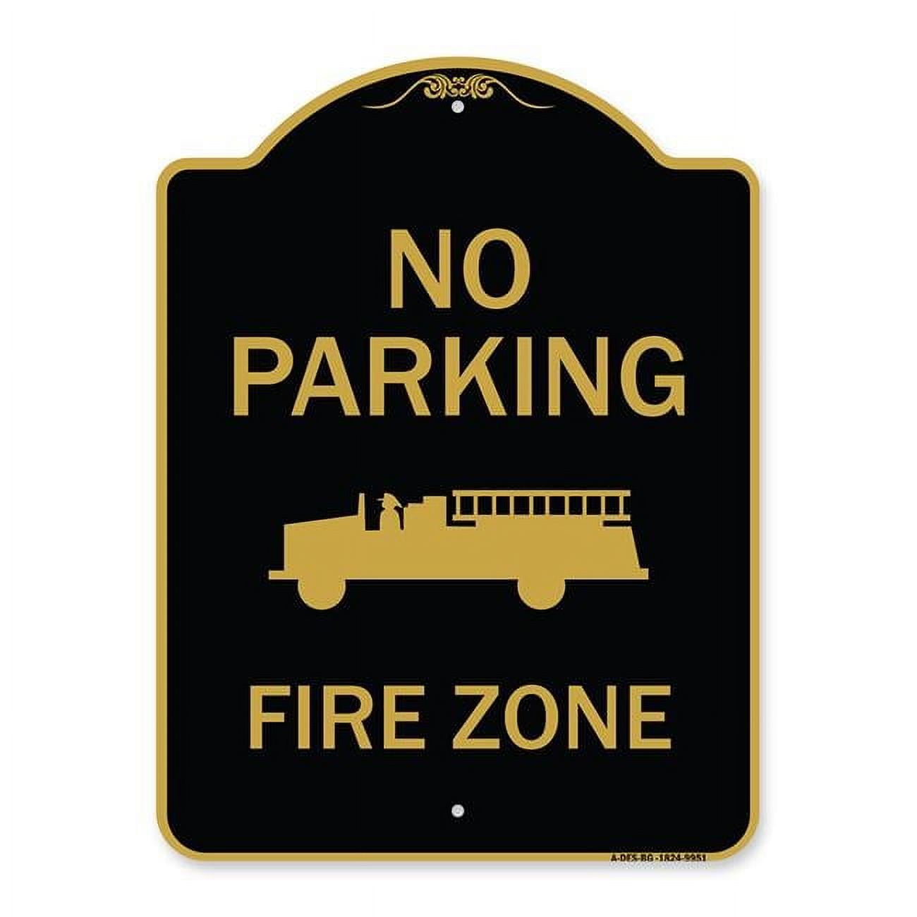 18 x 24 in. Designer Series Sign - No Parking Fire Zone with Fire Truck ...