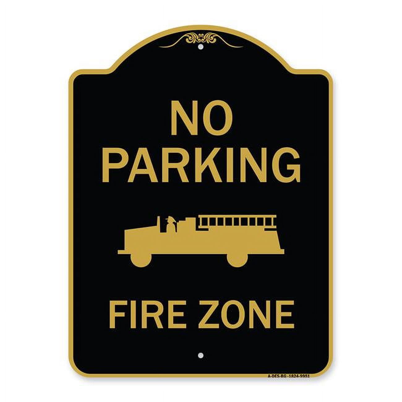 18 x 24 in. Designer Series Sign - No Parking Fire Zone with Fire Truck ...