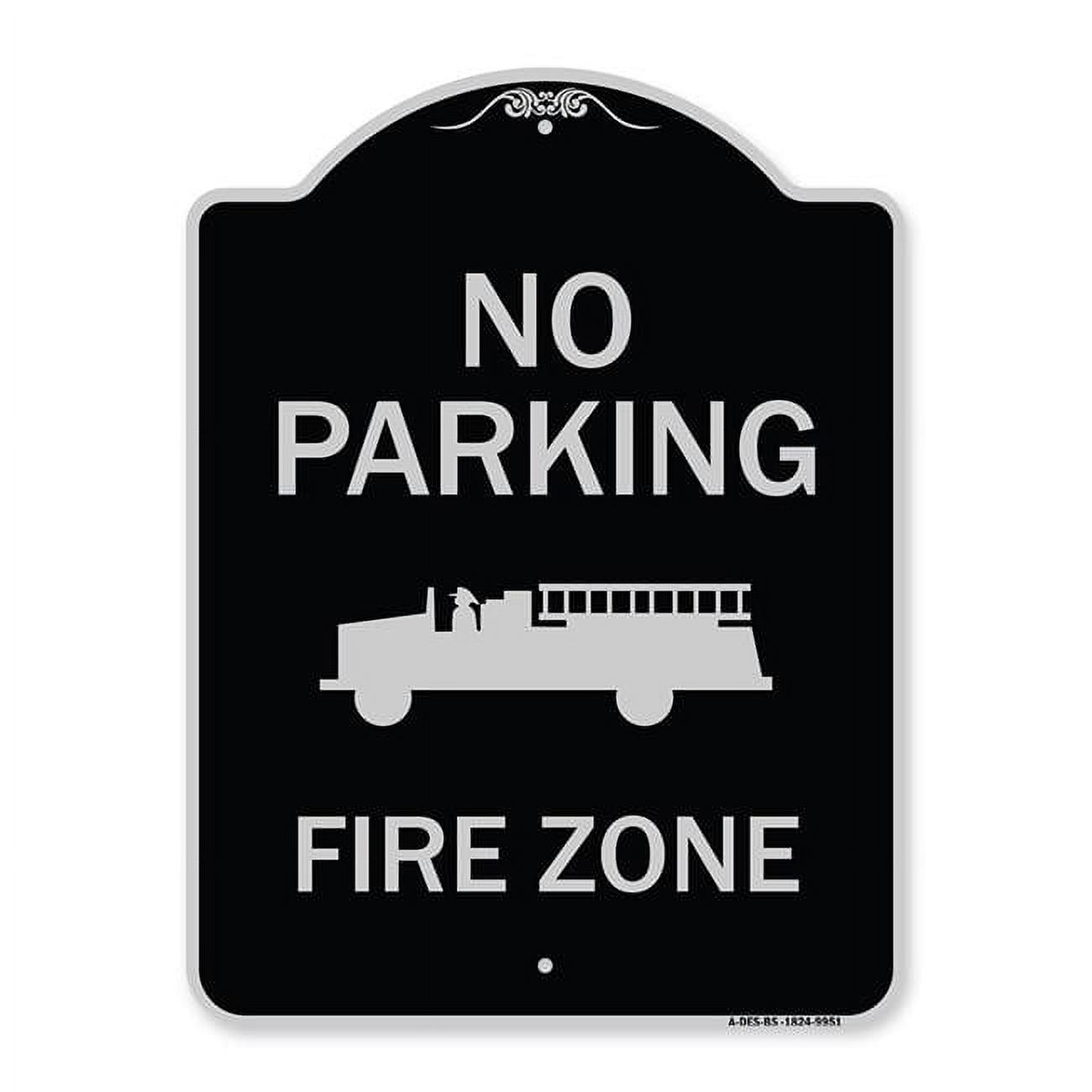 18 x 24 in. Designer Series Sign - No Parking Fire Zone with Fire Truck ...