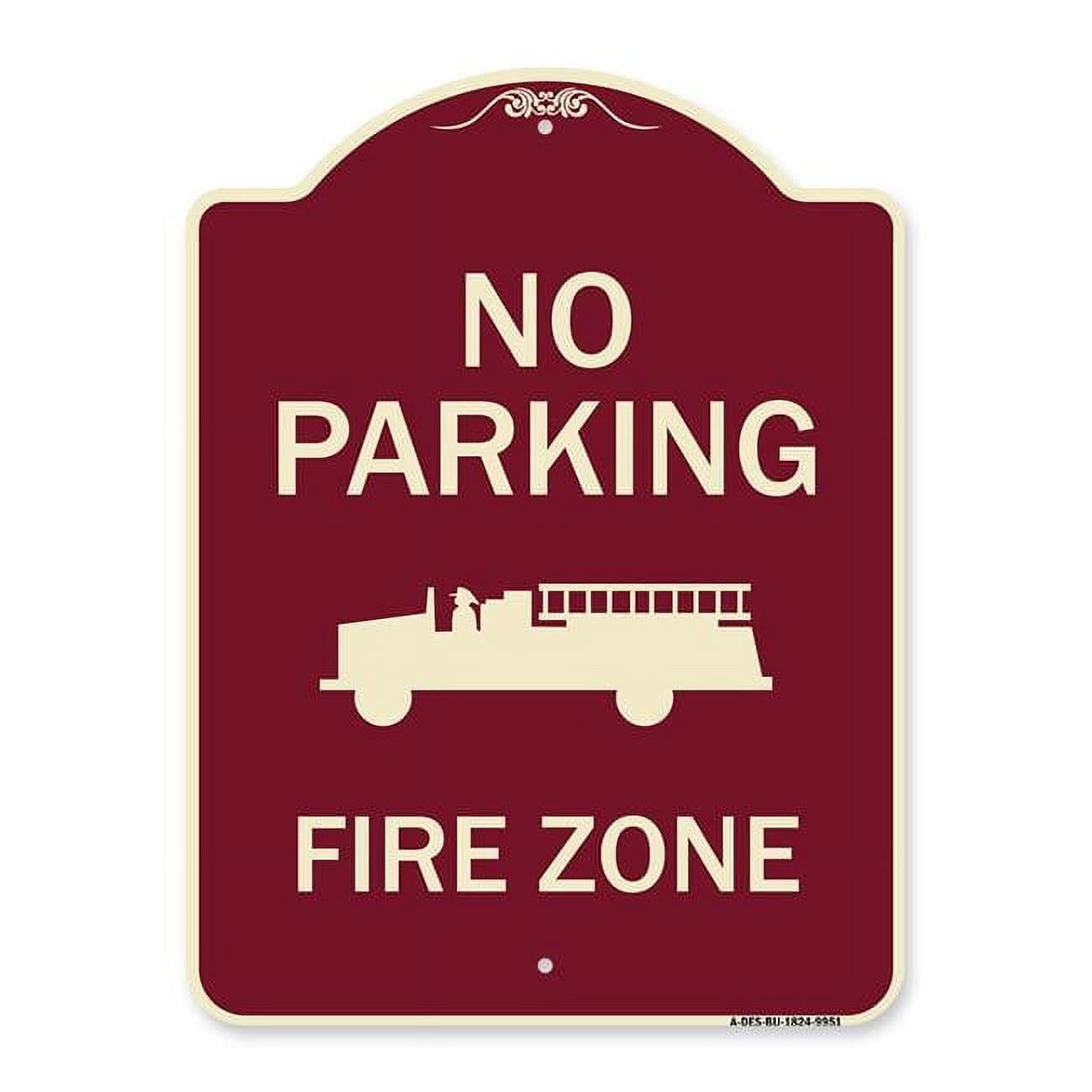 18 x 24 in. Designer Series Sign - No Parking Fire Zone with Fire Truck ...