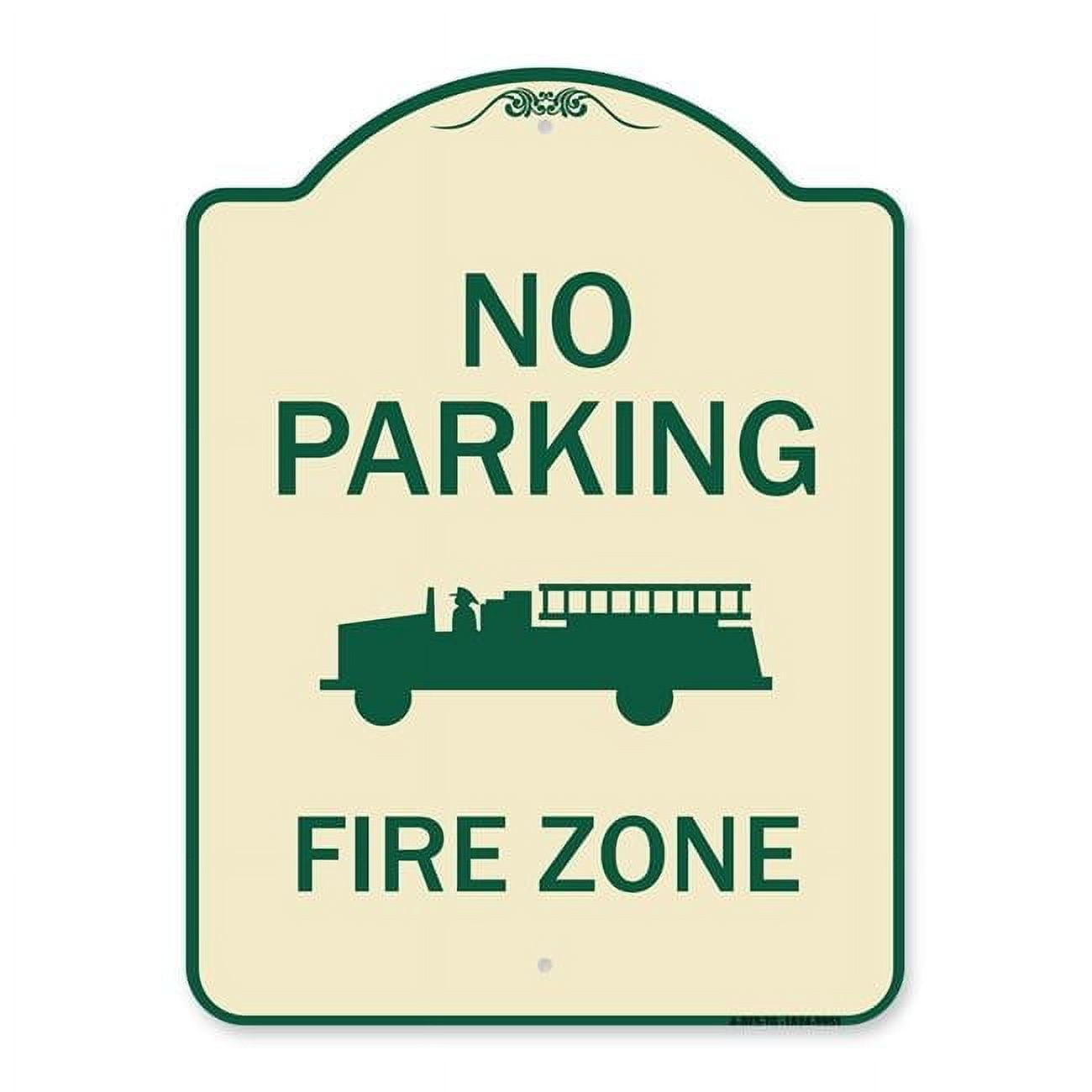18 x 24 in. Designer Series Sign - No Parking Fire Zone with Fire Truck ...