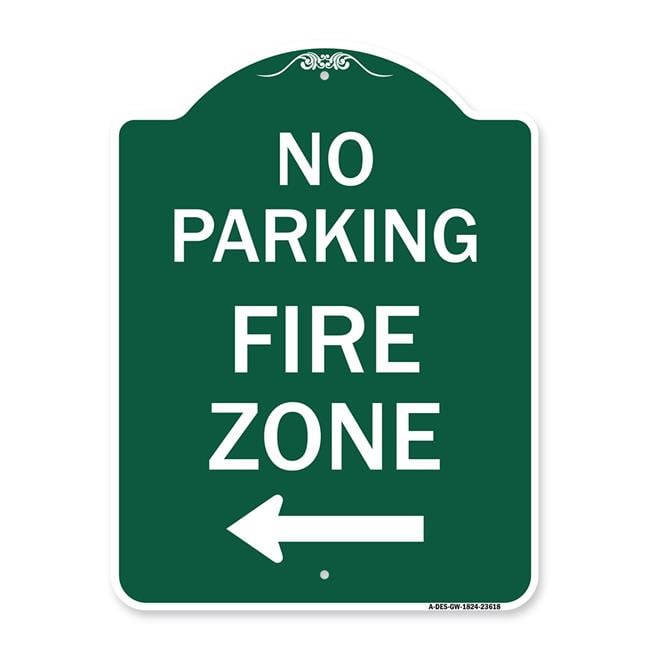 18 x 24 in. Designer Series Sign - No Parking Fire Zone with Left Arrow ...