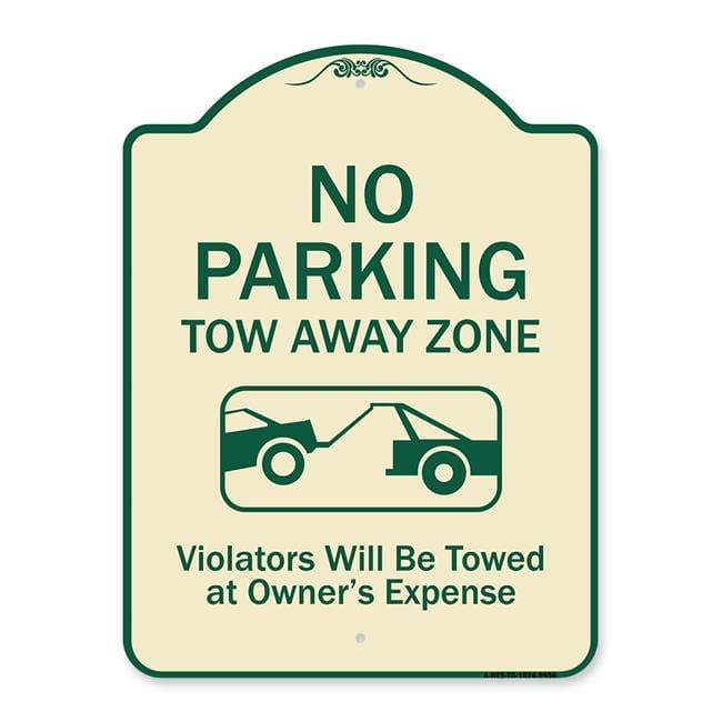 18 x 24 in. Designer Series Sign - No Parking Tow Away Zone Violators ...
