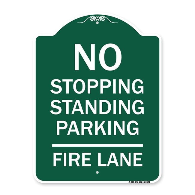 18 x 24 in. Designer Series Sign - No Stopping Standing Parking - Fire ...