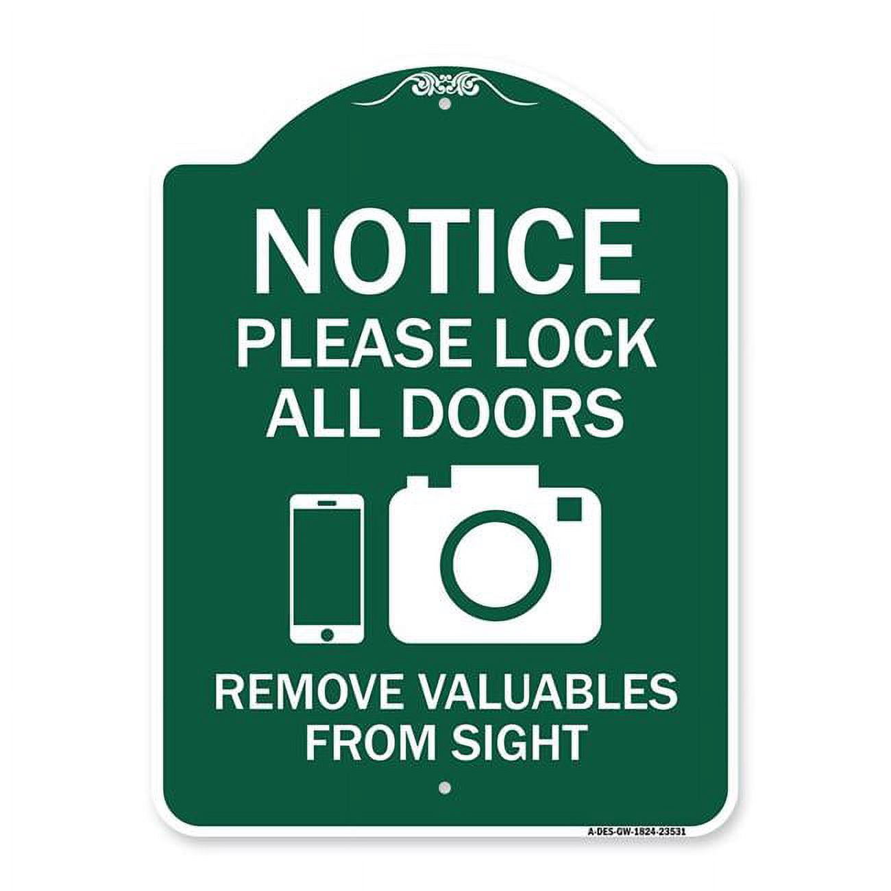 18 x 24 in. Designer Series Sign - Notice Please Lock All Doors Remove ...