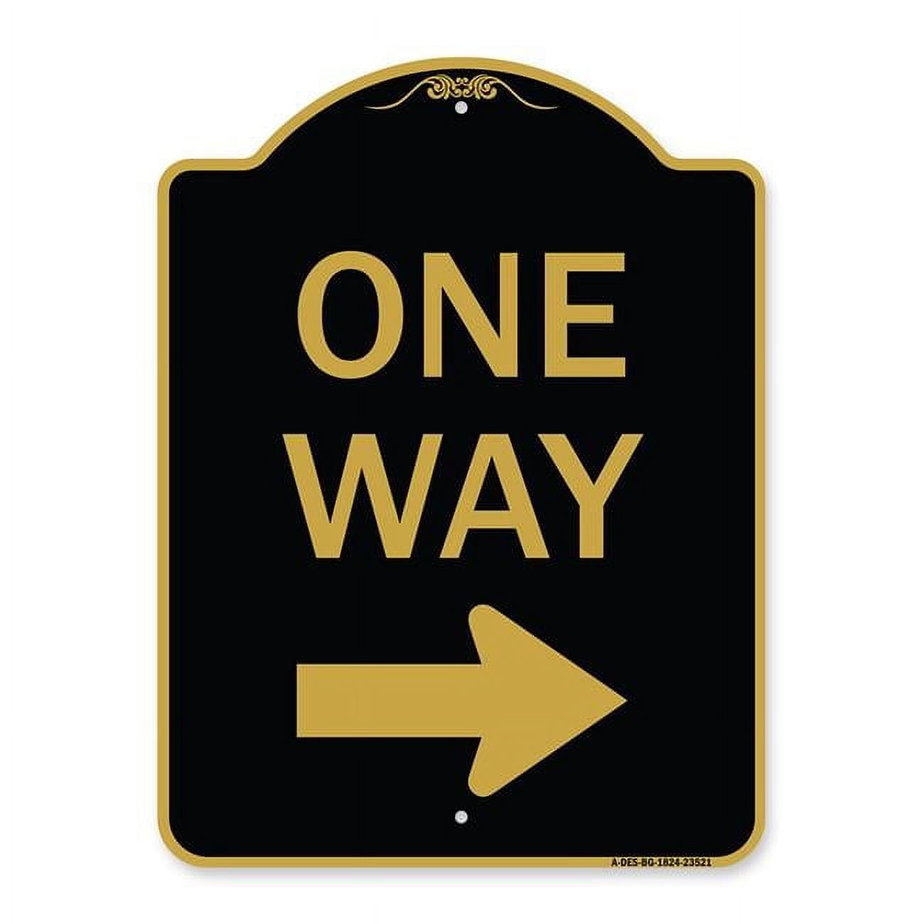 18 x 24 in. Designer Series Sign - One Way Sign & Right Arrow, Black ...