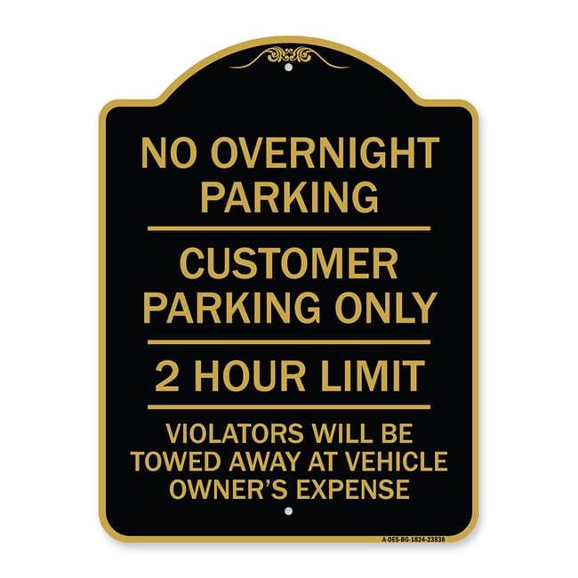 18 x 24 in. Designer Series Sign - No Overnight Parking Customer ...