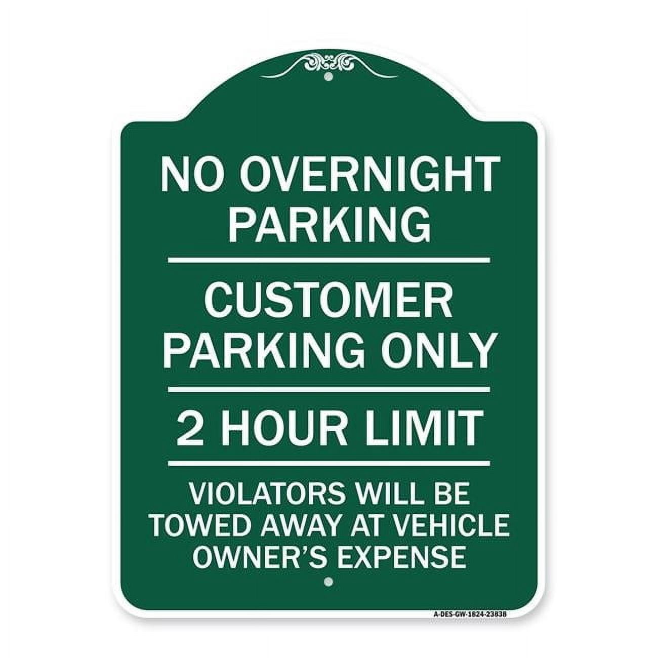 18 x 24 in. Designer Series Sign - No Overnight Parking Customer ...