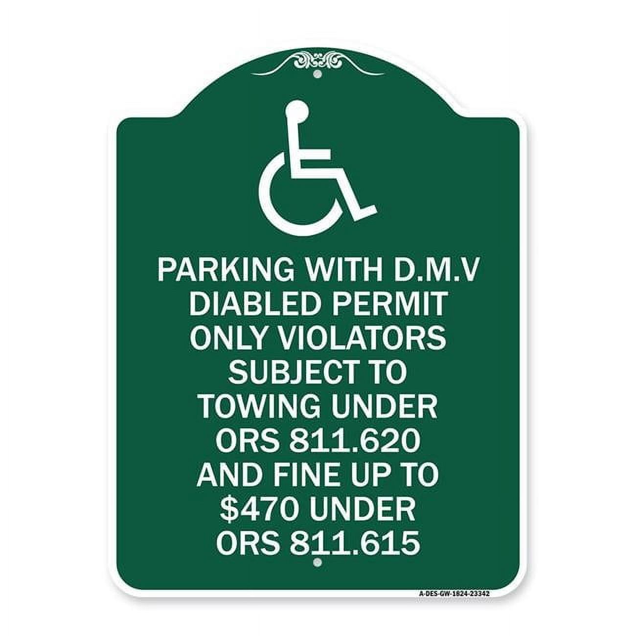 18 x 24 in. Designer Series Sign - Parking with D.M.V Disabled Permit ...