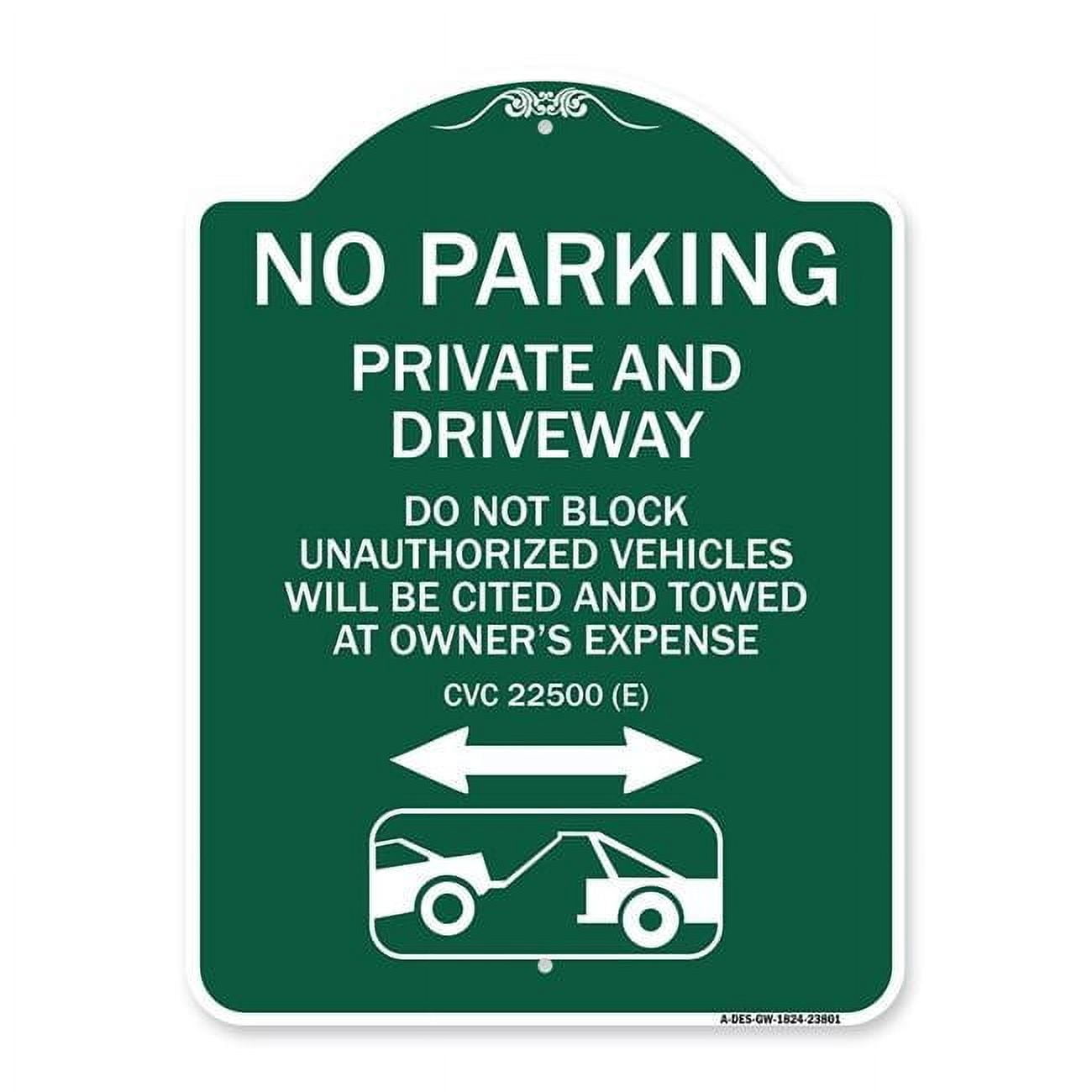 18 x 24 in. Designer Series Sign - No Parking - Private & Active ...