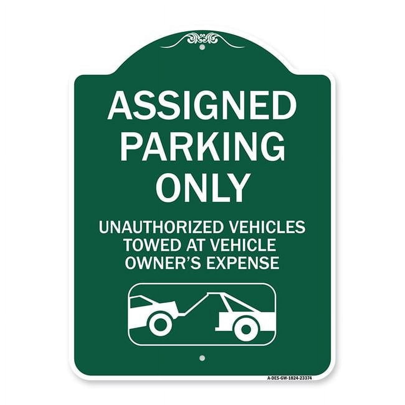 18 x 24 in. Designer Series Sign - Parking Restriction Sign Assigned ...