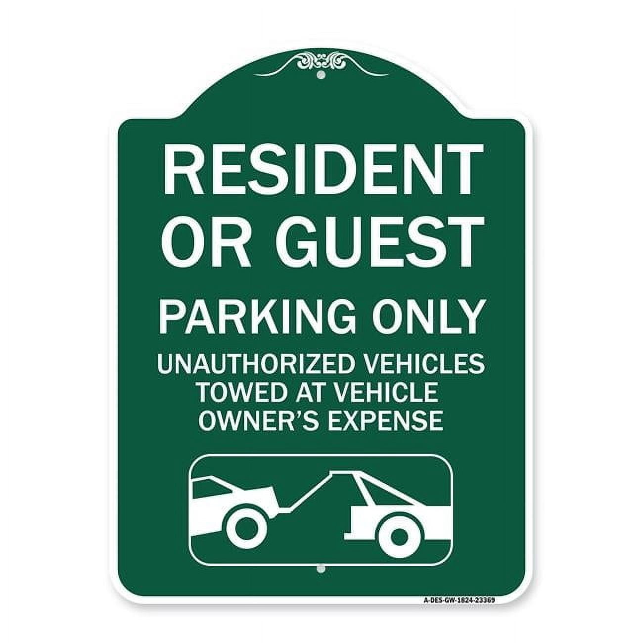 18 x 24 in. Designer Series Sign - Parking Restriction Sign Resident or ...