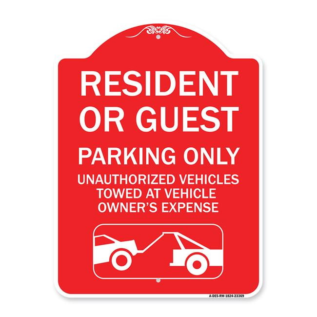 18 x 24 in. Designer Series Sign - Parking Restriction Sign Resident or ...