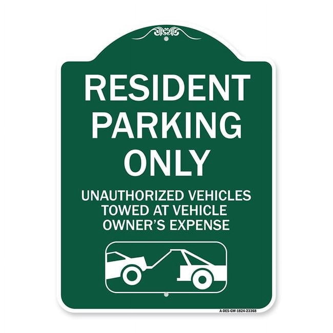 18 x 24 in. Designer Series Sign - Parking Restriction Sign Resident ...