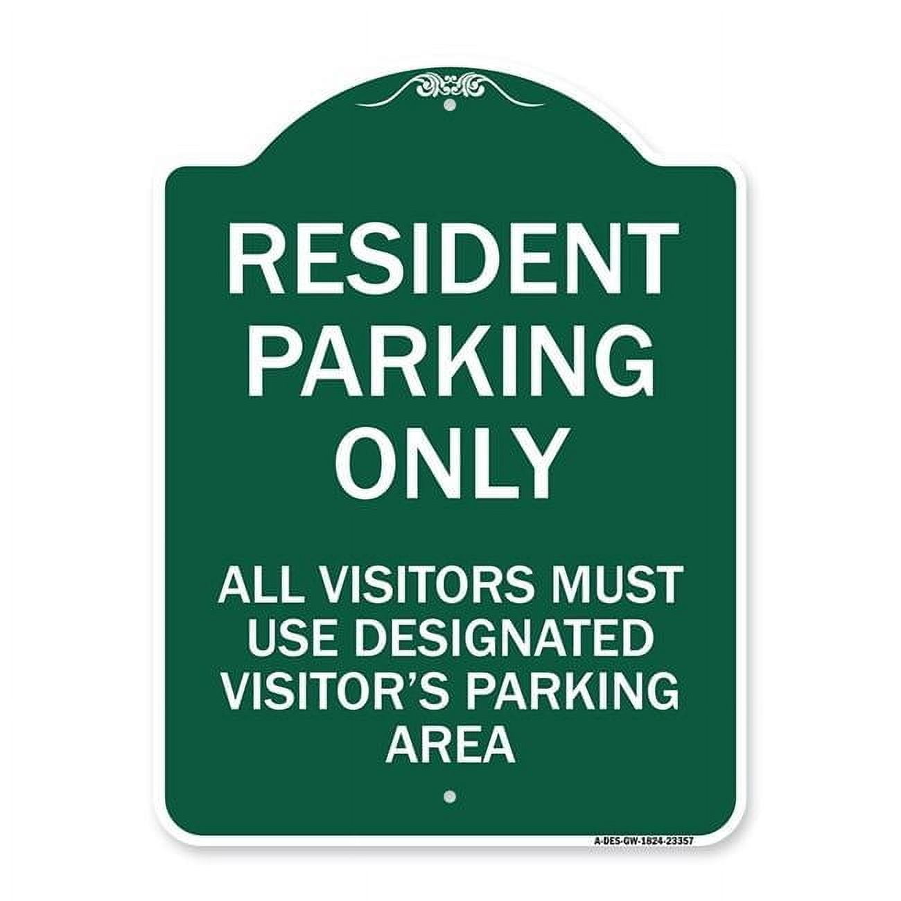 18 x 24 in. Designer Series Sign - Parking Sign Resident Parking Only ...
