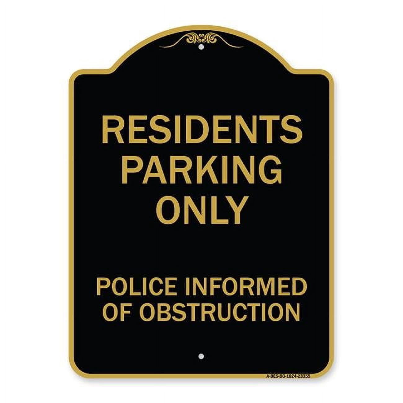 18 x 24 in. Designer Series Sign - Parking Sign Residents Parking Only ...