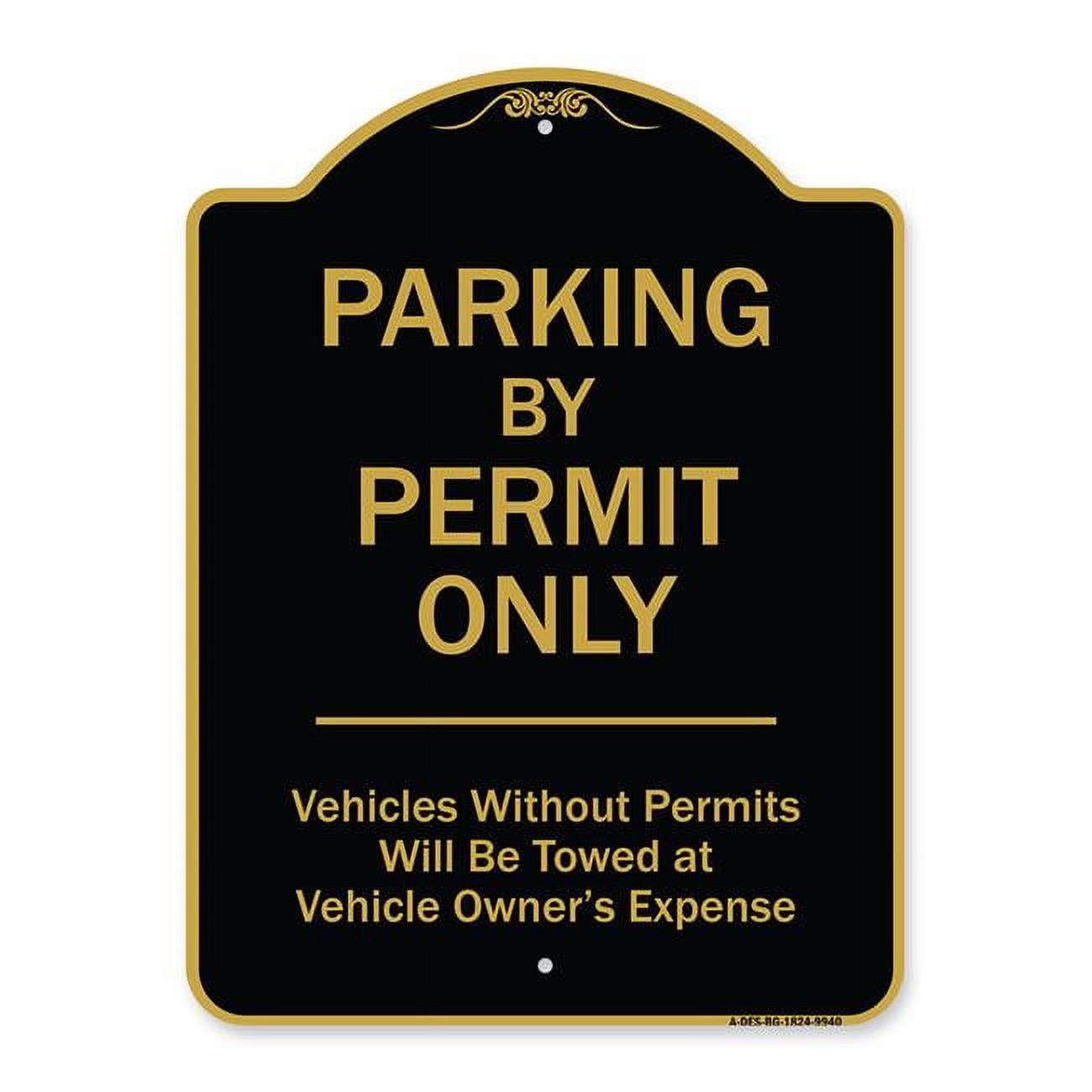 18 x 24 in. Designer Series Sign - Parking by Permit Only Vehicles ...