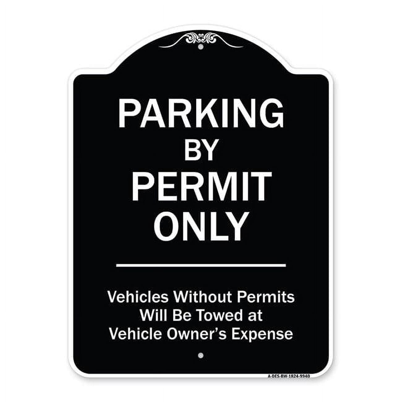 18 x 24 in. Designer Series Sign - Parking by Permit Only Vehicles ...