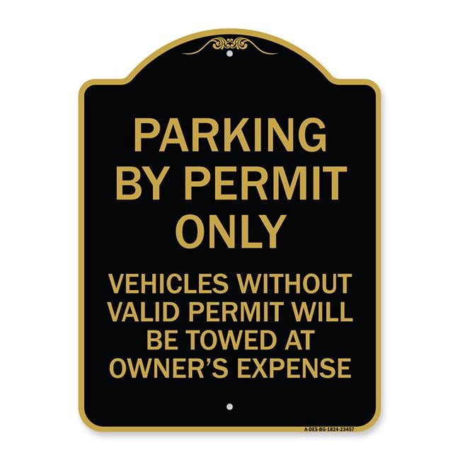 18 x 24 in. Designer Series Sign - Parking by Permit Only Vehicles ...