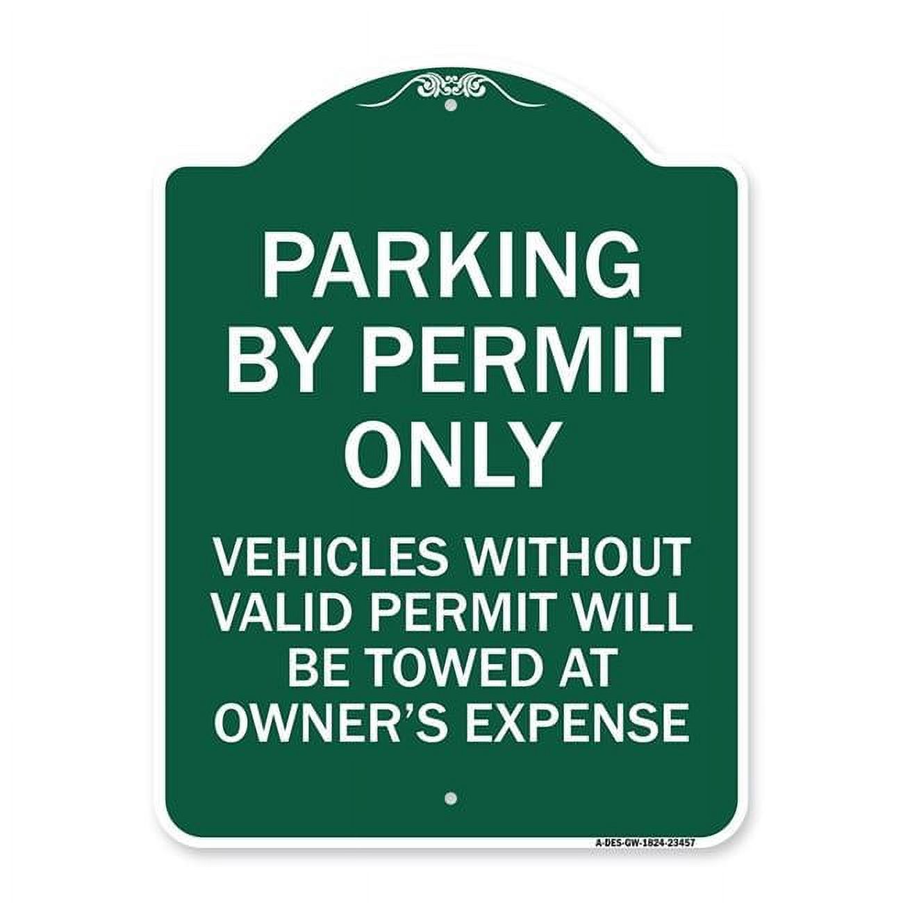18 x 24 in. Designer Series Sign - Parking by Permit Only Vehicles ...